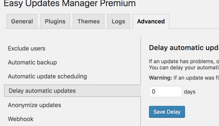Delay Automatic Updates (Premium) - Easy Updates Manager Delay Automatic Updates (Premium) - Easy Updates Manager